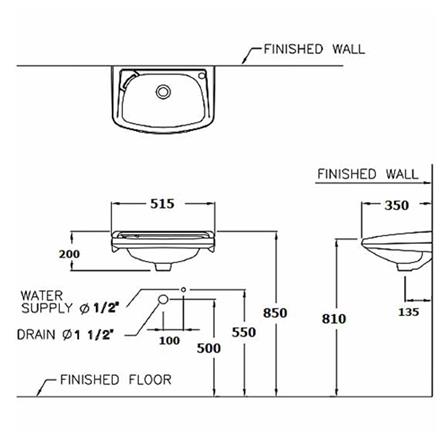 อ่างล้างหน้าแขวน COTTO C002 สีขาว