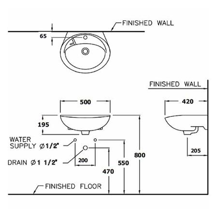 อ่างล้างหน้าแขวน COTTO C013 สีขาว