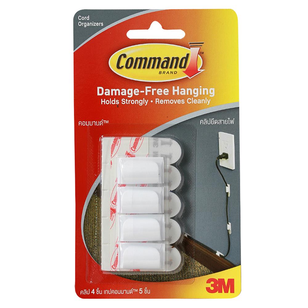 COMMAND ADHESIVE TAPE WITH CORD CLIPS 3M 17017 WHITE