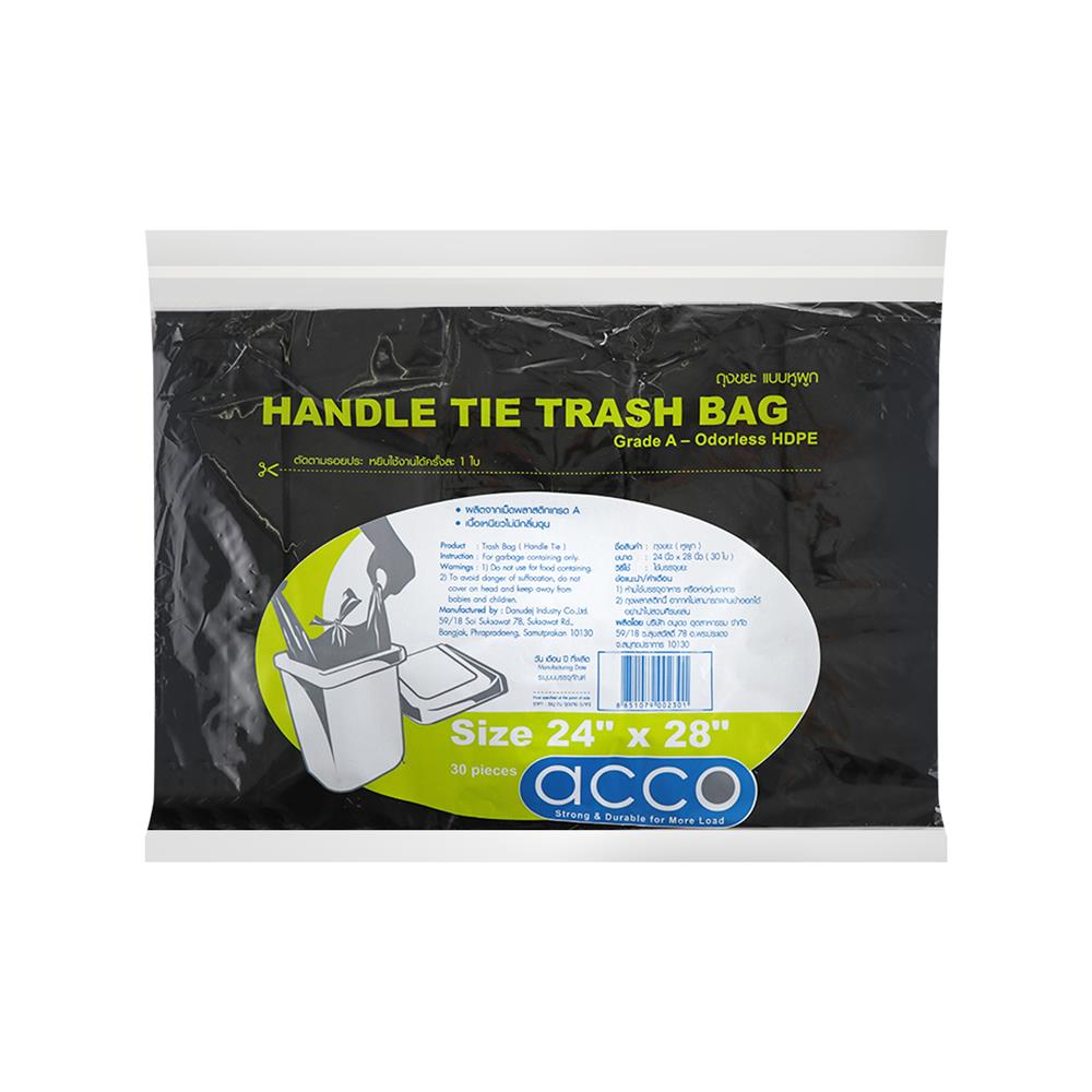 GARBAGE BAGS HANDLE TIE ACCO 24X28" 30PCS BLACK