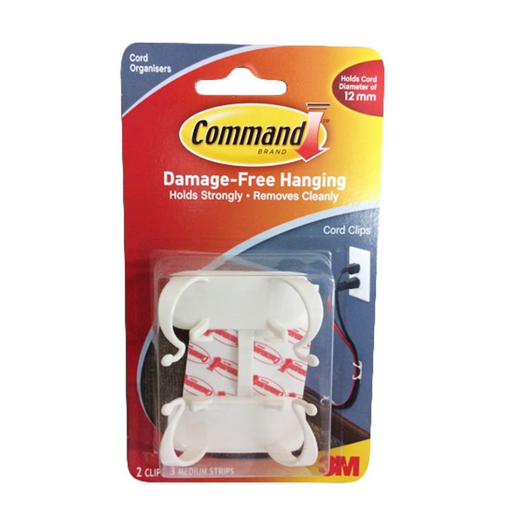COMMAND ADHESIVE TAPE WITH CORD CLIPS 3M 17303 WHITE