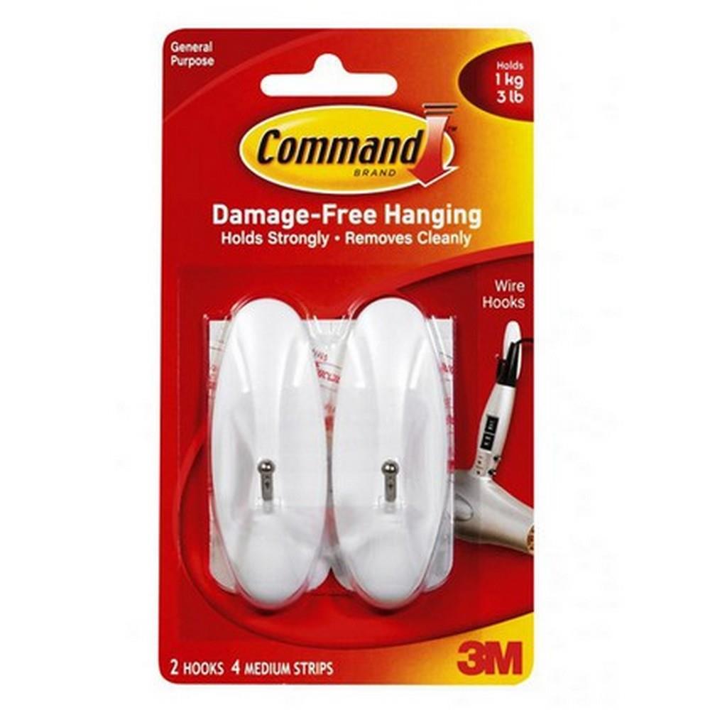 COMMAND ADHESIVE TAPE WITH WIRE HOOKS 3M 17068 WHITE