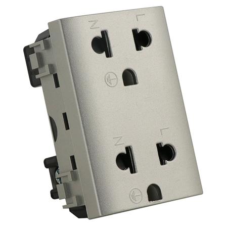 เต้ารับคู่ 3 ขา B-TICINO NT4185 LIGHT TECH สีเงิน