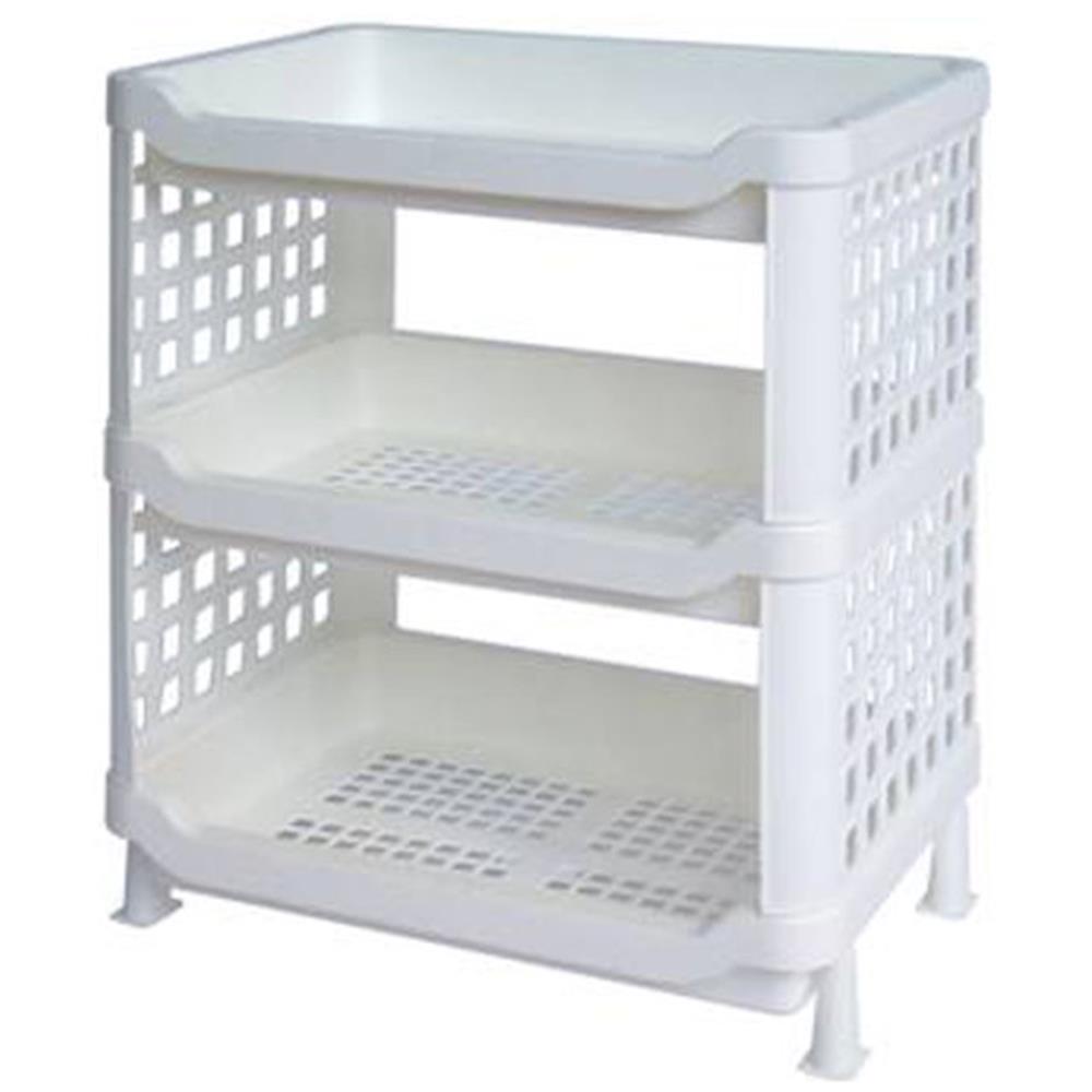 3-TIER PLASTIC STORAGE SHELF MICRON WARE 5883 WHITE