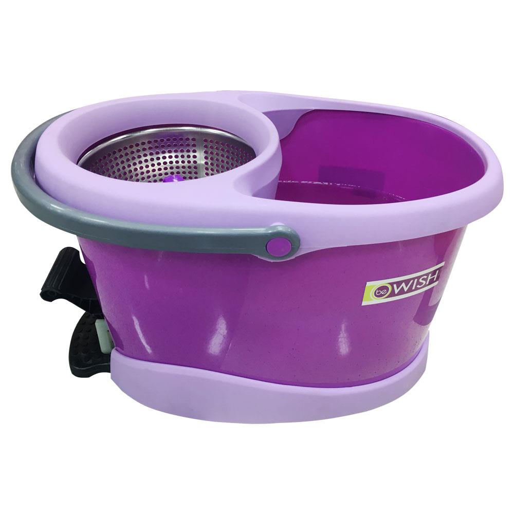 ชุดอุปกรณ์ถังปั่นพร้อมไม้ม็อบ BE WISH STAINLESS PLUS สีม่วง