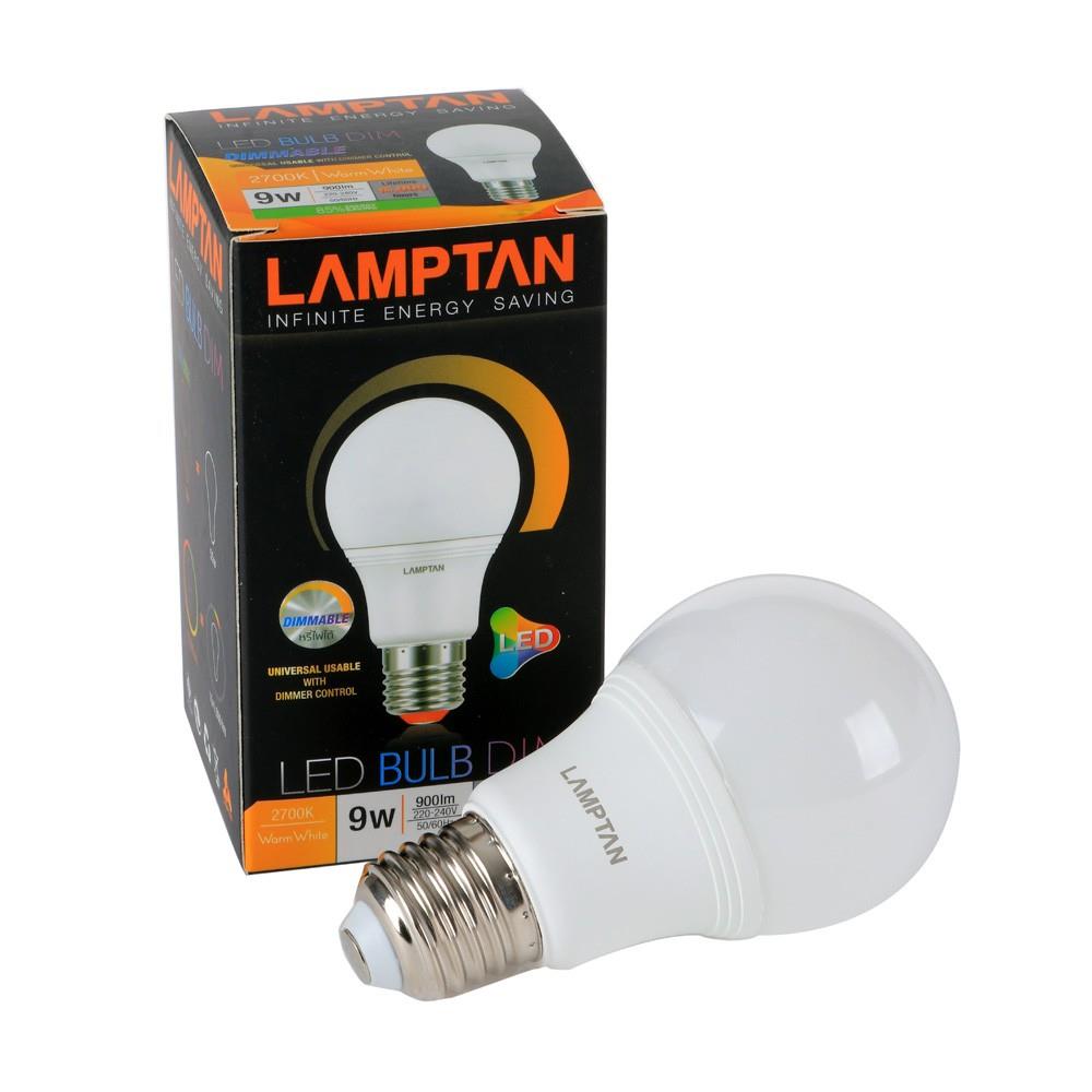 หลอด LED LAMPTAN BULB DIM 9 วัตต์ E27 WARMWHITE