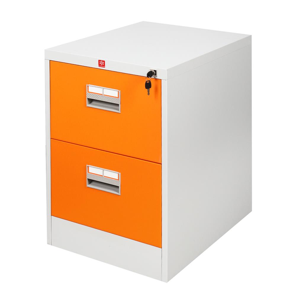 ตู้ลิ้นชักเหล็ก 2 ลิ้นชัก LUCKY WORLD KCDX-2-OR สีส้ม