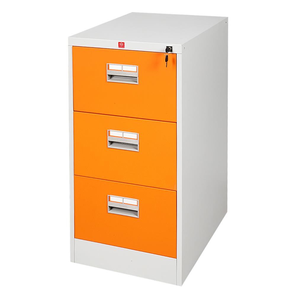 ตู้ลิ้นชักเหล็ก 3 ลิ้นชัก LUCKY WORLD KCDX-3-OR สีส้ม