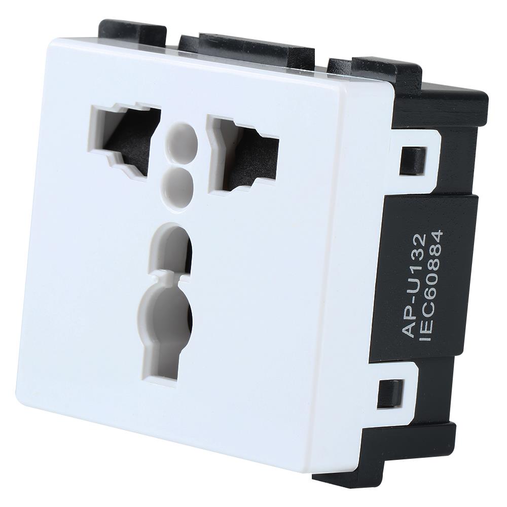 เต้ารับเดี่ยว 3 ขากลมแบน HACO AP-U132 สีขาวSINGLE SOCKETS 3P UNIVERSAL ...