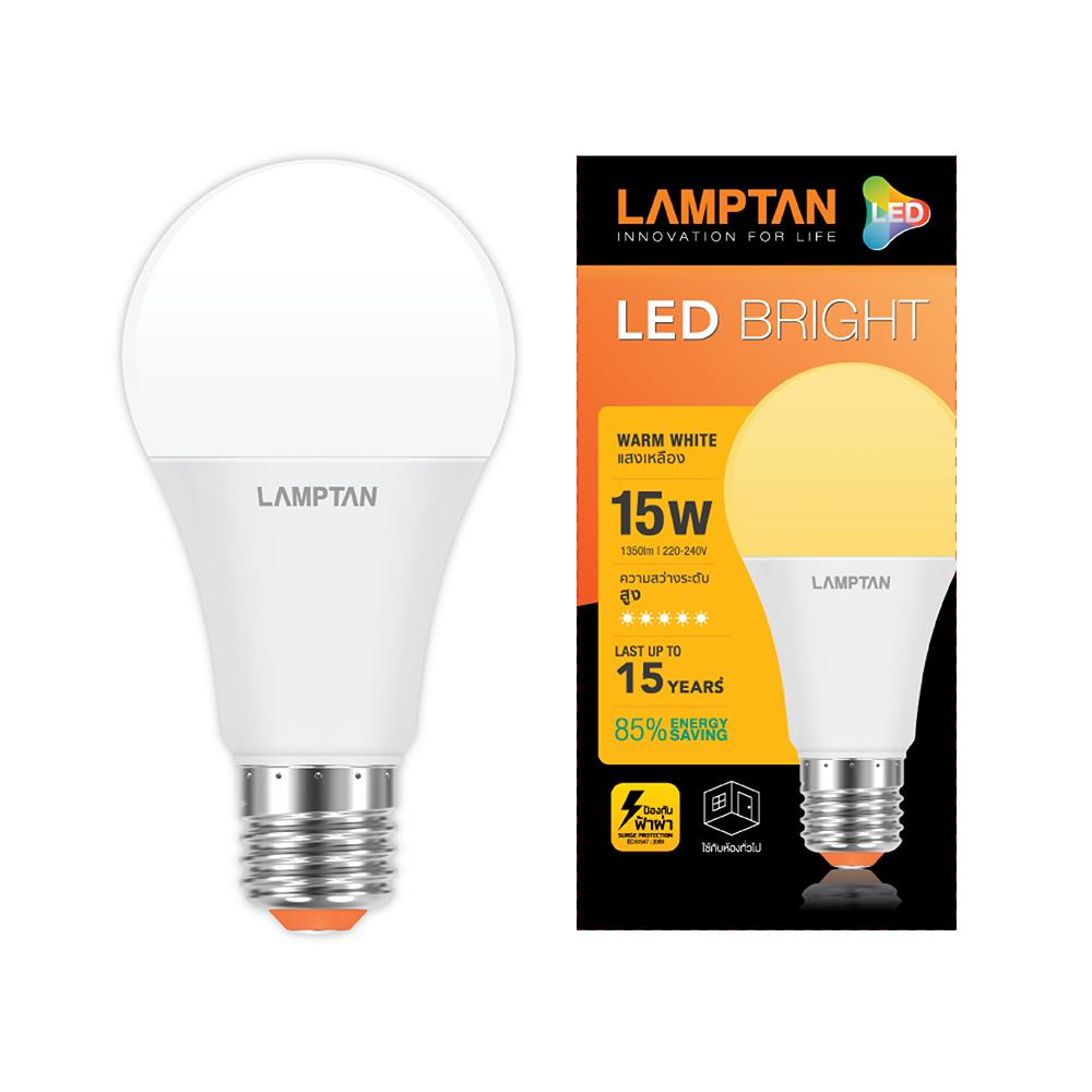 หลอด LED BRIGHT 15W WARMWHITE E27 LAMPTAN