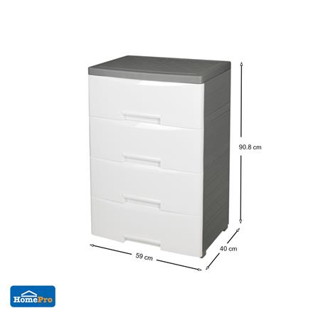 4 DRAWER STACKO 40X59X90.8CM WHITE