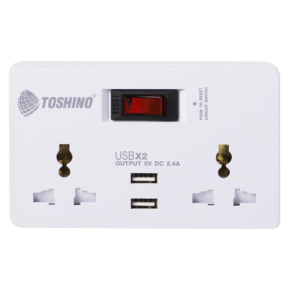 UNIVERSAL ADAPTER 2-PIN-OUTLET TOSHINO TW-2USB 2-FLAT 2.1A WHITE