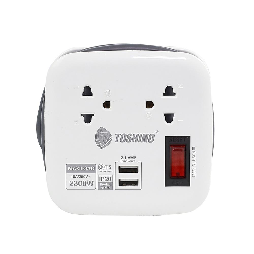 POWER STRIP TOSHINO XP 2-OUTLET 1-SWITCH 2-USB 1M