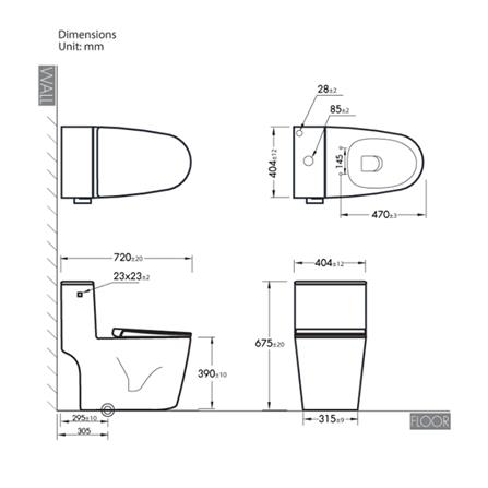 สุขภัณฑ์ 1 ชิ้น NASCO NC-8888S-WA 3/6 ลิตร สีขาว