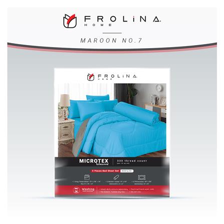 ชุดผ้าปูที่นอน 5 ฟุต 5 ชิ้น FROLINA MICROTEX สีฟ้า