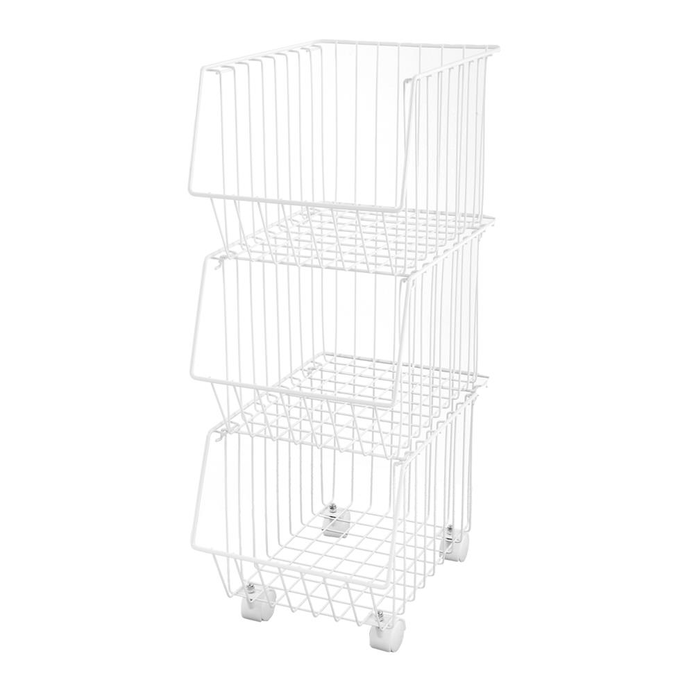 3 TIER SHELVES WITH WHEELS STACKO GRATE 26.5X37.5X72.5CM WHITE