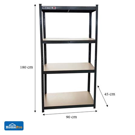 4-TIER FREESTANDING METAL SHELVING UNIT MATALL SMALL180X90CM