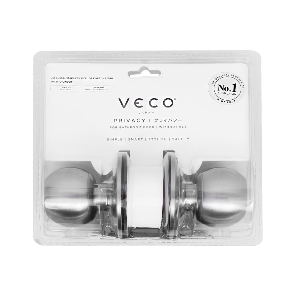 ลูกบิดห้องน้ำ VECO 2871-ML-BK หัวกลม สีสเตนเลส
