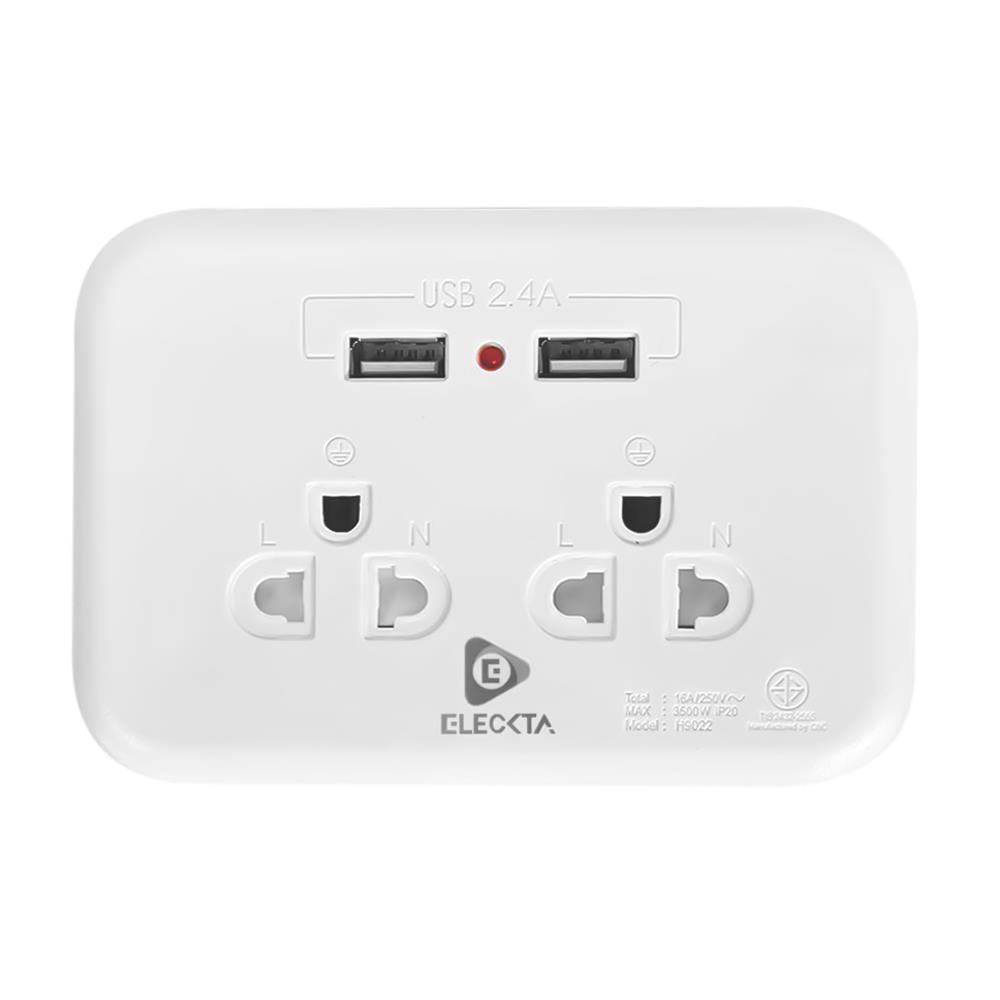 POWER STRIP ELECKTA ET-H9022 2-OUTLET 2-USB 1M WHITE