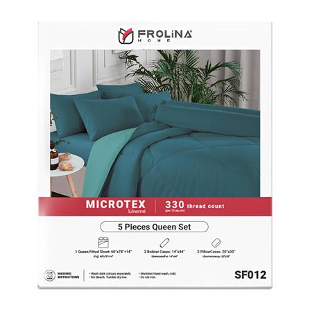 ชุดผ้าปูที่นอน 5 ฟุต 5 ชิ้น FROLINA MICROTEX สีเขียว