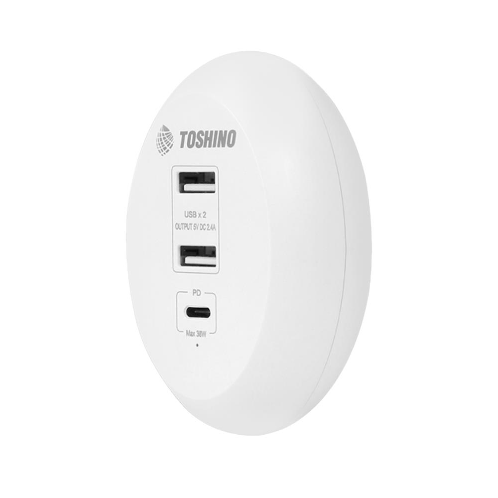 USB CHARGER TOSHINO TS-3UPD 3-PORT (2 USB-A + 1 TYPE-C)