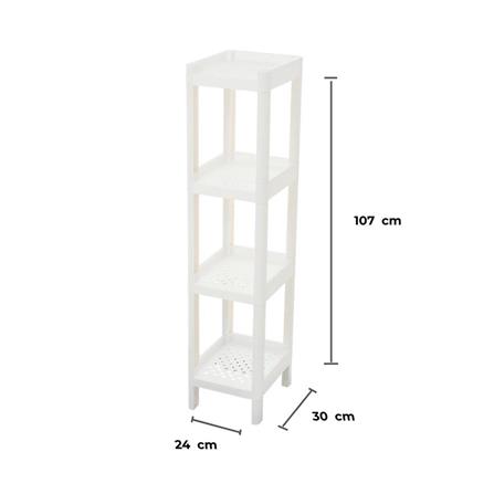 4-TIER NARROW SHELVING UNIT STACKO MONO 24X30X107CM WHITE