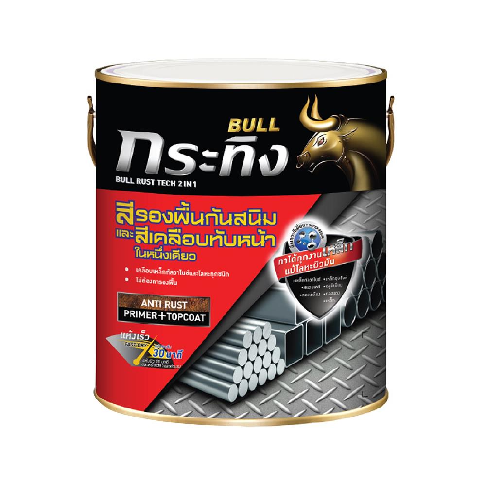 สีน้ำมันกระทิง BEGER BULL RUST TECH 2IN1 KM-1920 ด้าน 1 แกลลอน สีเทา