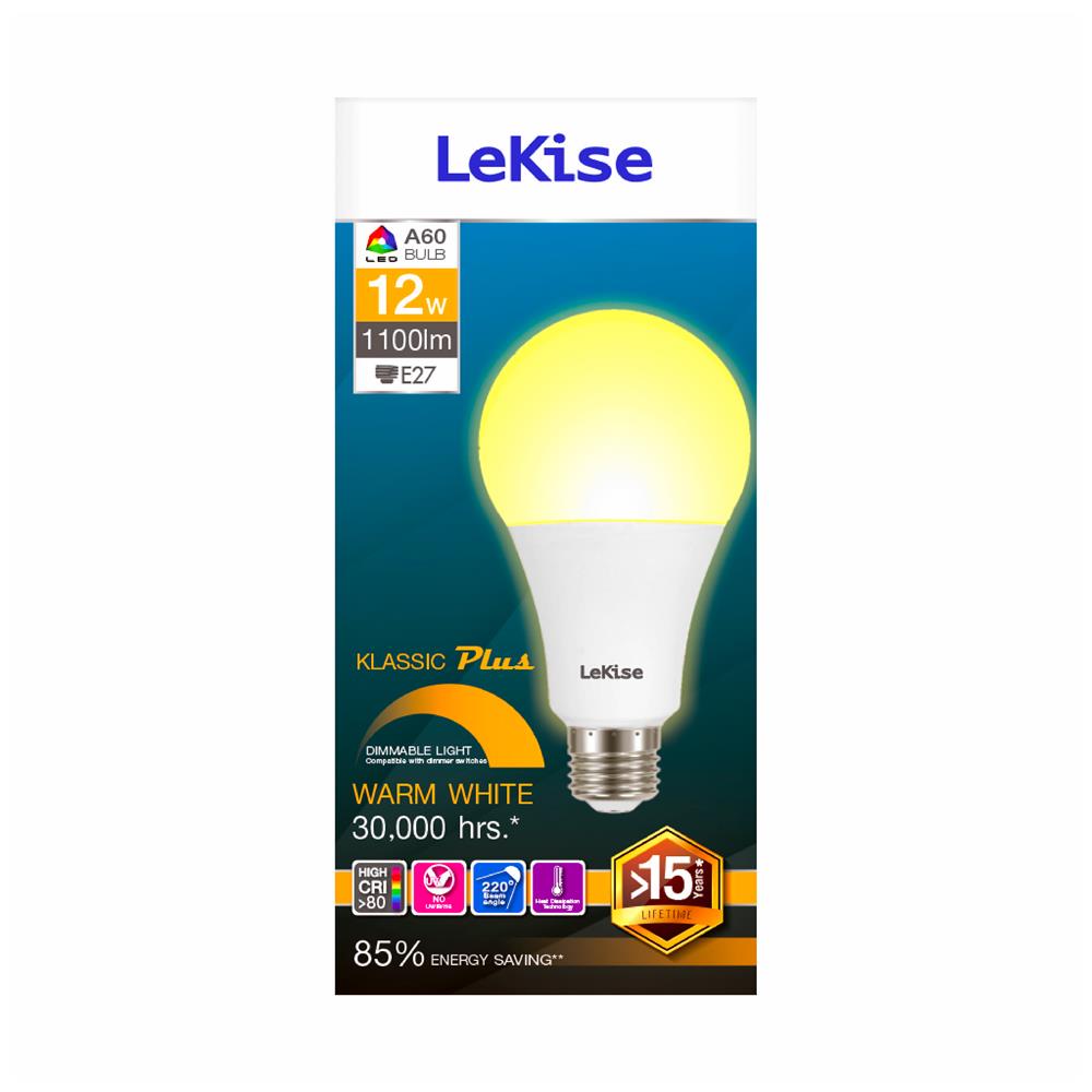 หลอด LED LEKISE KLASSIC PLUS DIMMABLE LIGHT 12 วัตต์ WARMWHITE E27