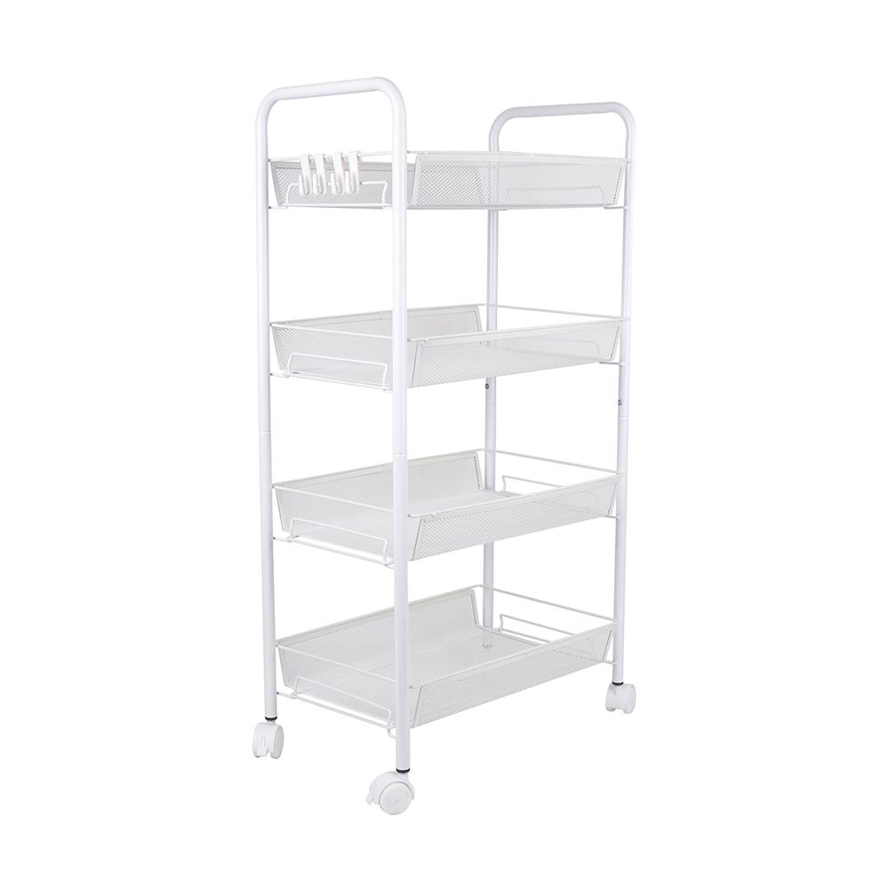 4-TIER UTILITY CART WITH HOOKS STACKO IVY 45X26X85CM WHITE