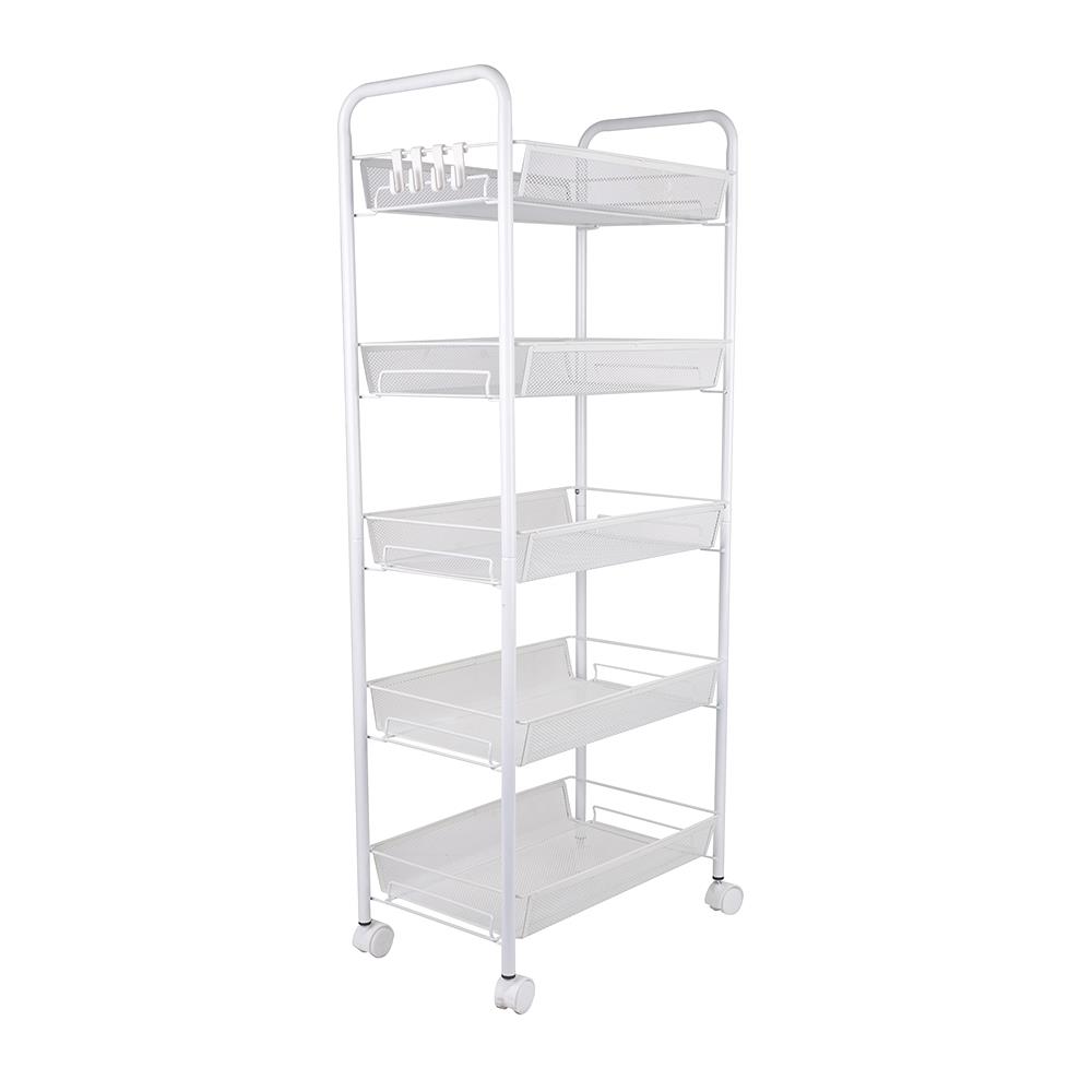5-TIER UTILITY CART WITH HOOKS STACKO IVY 45X26X106CM WHITE