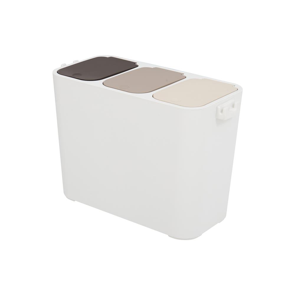 TOUCH TOP DUSTBIN WITH 3 COMPARTMENTS ACCO EARTH 27L WHITE