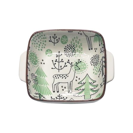 ชามเหลี่ยม2หู เซรามิก 7.5" KECH PINE FOREST