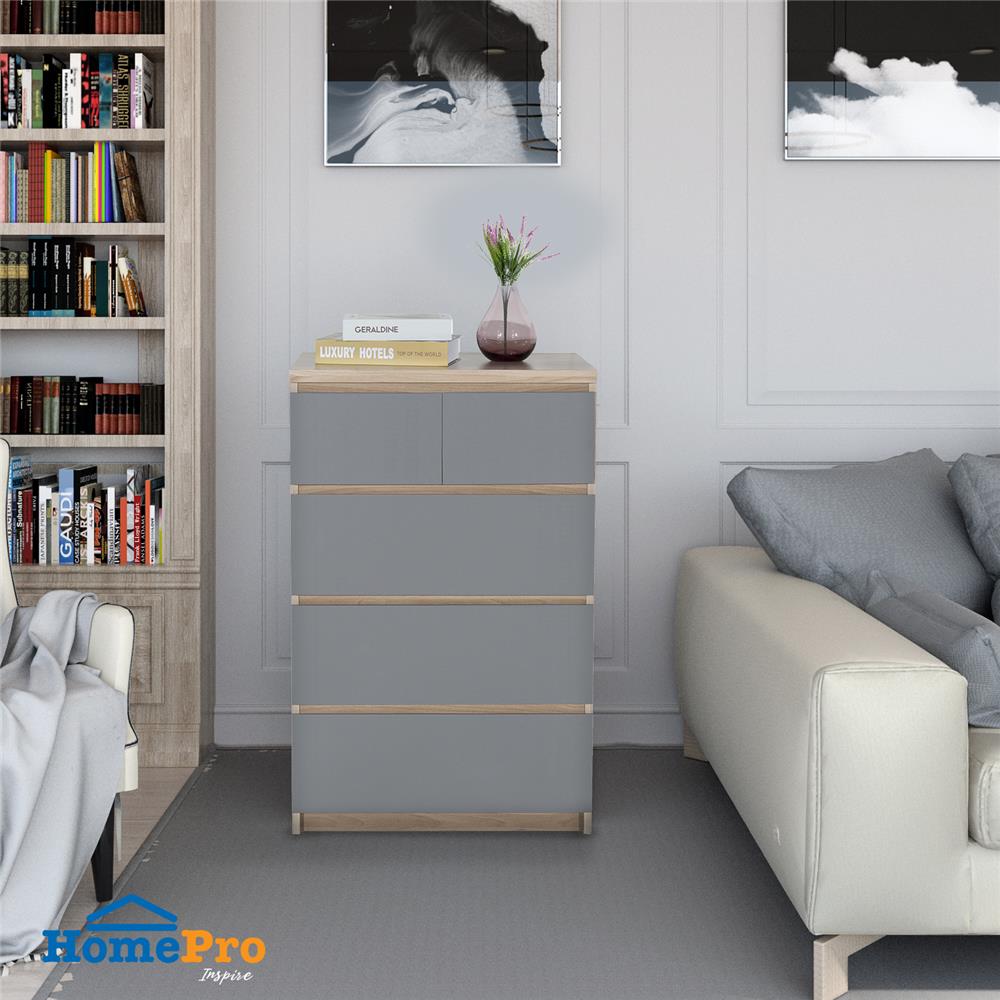 ตู้ลิ้นชัก 5 ลิ้นชัก FURDINI FINN สีไวท์โอ๊ค/เทา