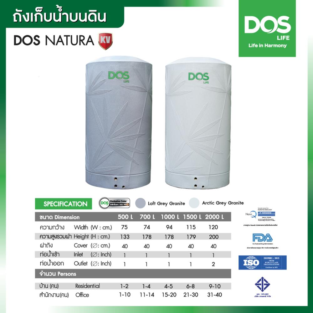 WATER TANK DOS NATURA KV 700L ARCTIC GREY GRANITE