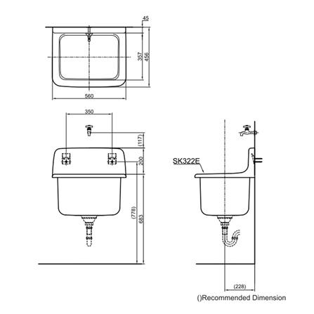 อ่างล้างหน้า TOTO SK322 สีขาว