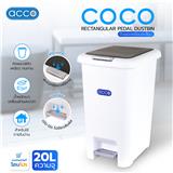 ถังขยะเหยียบเหลี่ยม ACCO COCO 20 ลิตร สีขาว/เทา