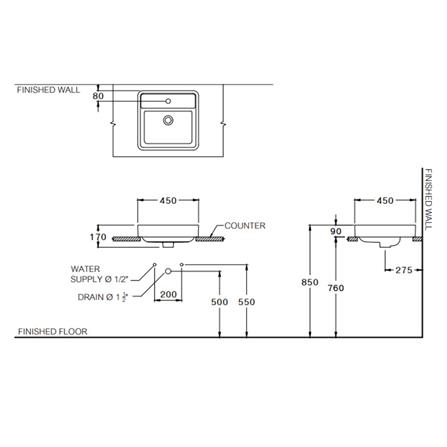 อ่างล้างหน้า COTTO C003817 สีขาว