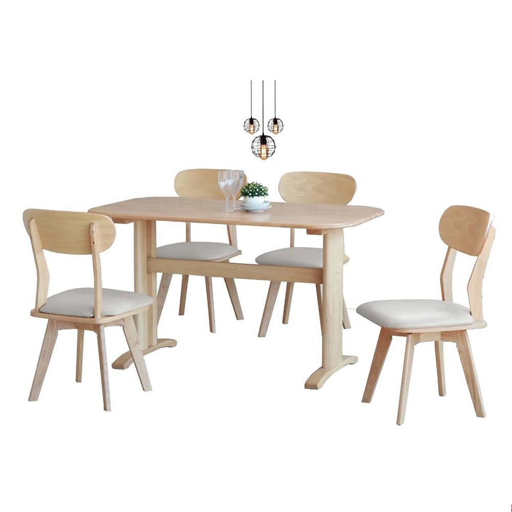 4-SEAT DINING TABLE SET FURDINI MINNIE NATURAL WOOD