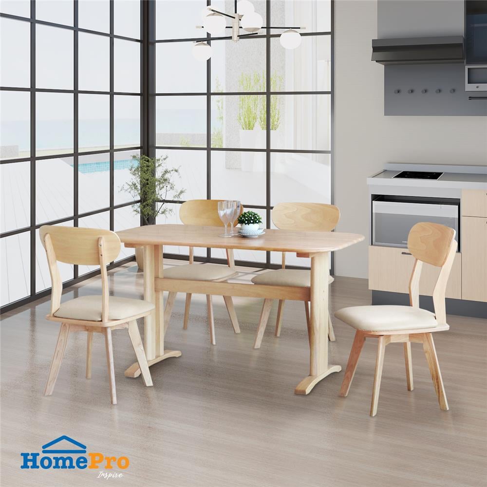 4-SEAT DINING TABLE SET FURDINI MINNIE NATURAL WOOD