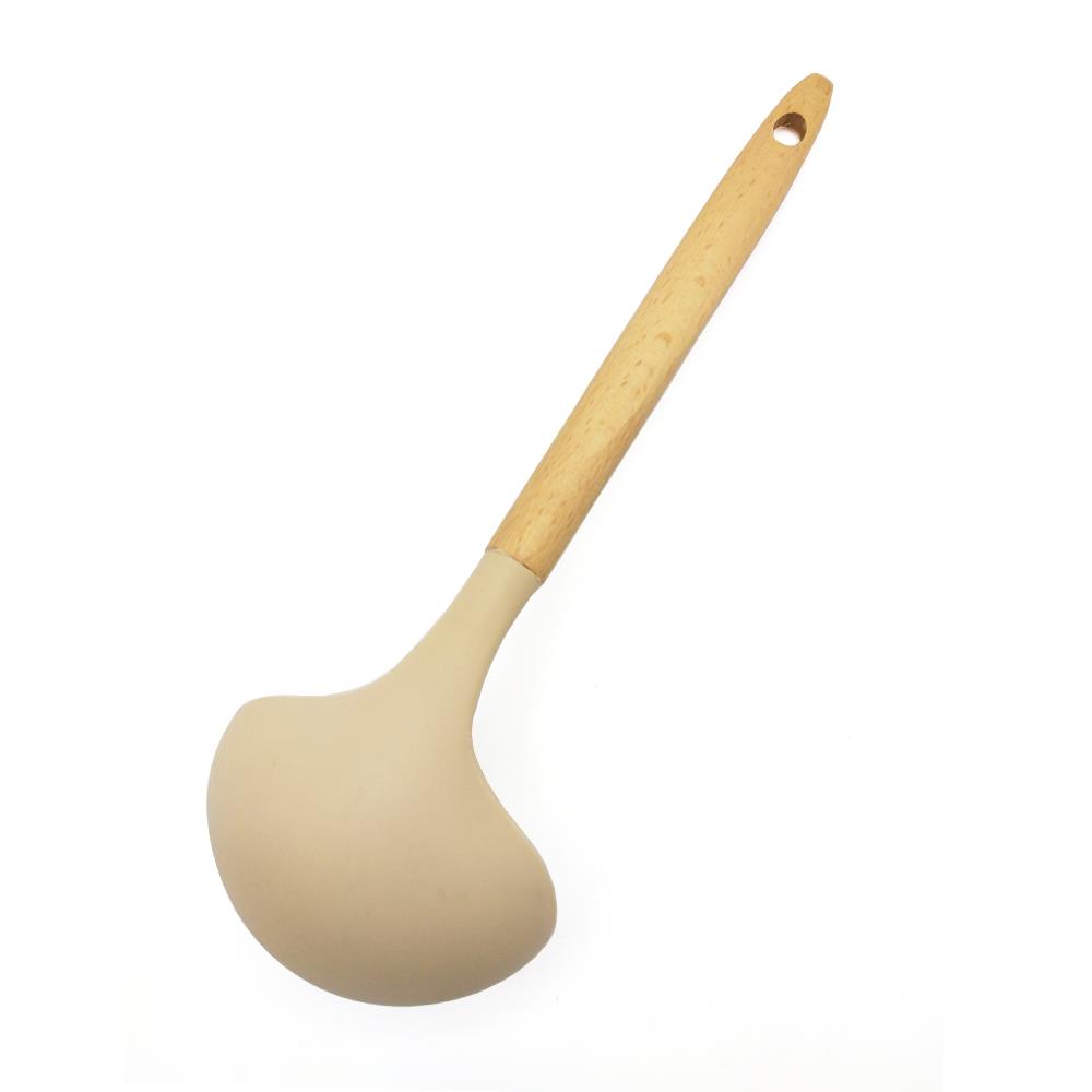 กระบวยซิลิโคน KECH COOK CHARMY สีครีม ด้ามไม้