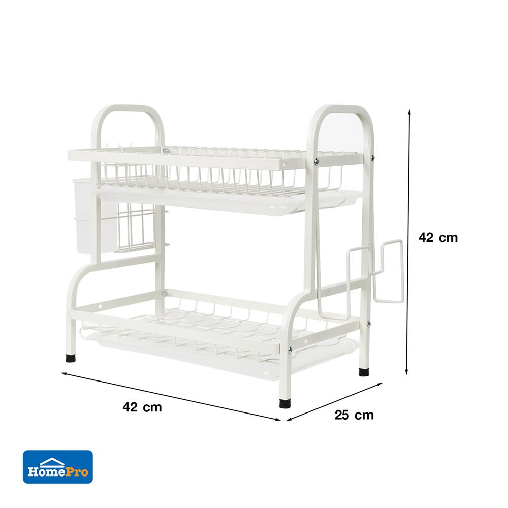 ชั้นคว่ำจาน 2 ชั้น พร้อมถาดรองน้ำ KECH MODISH สีขาว