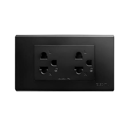 ชุดเต้ารับคู่ 3 ขากลม ELECKTA BASIC สีดำ