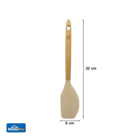 ไม้พายซิลิโคน KECH COOK CHARMY สีครีม ด้ามไม้