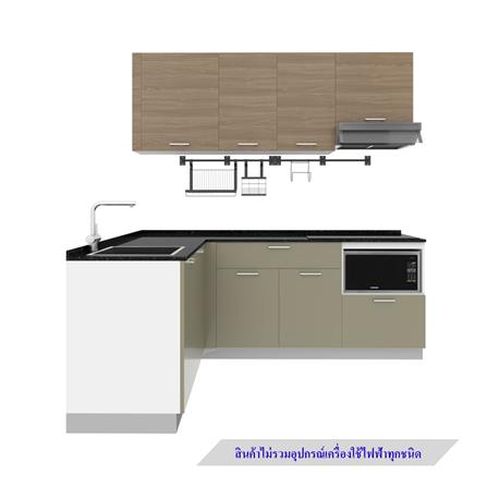 ครัวไม้สำเร็จ STARMARK CONTE L220_L ท็อปดำ