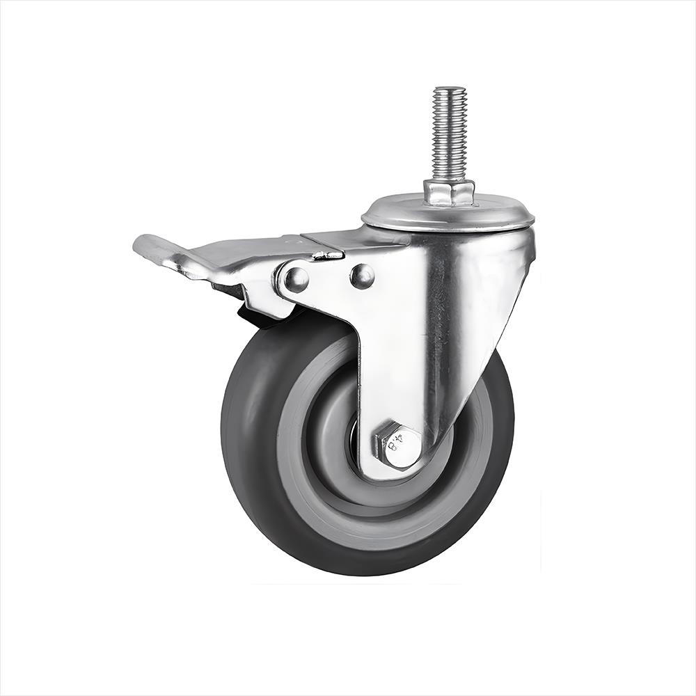 ลูกล้อยาง TPR DEXZON สกรูหมุน มีเบรก 3 นิ้ว สีเทา