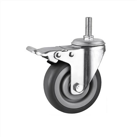 ลูกล้อยาง TPR DEXZON สกรูหมุน มีเบรก 3 นิ้ว สีเทา