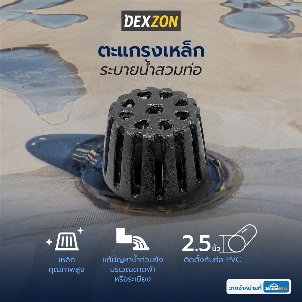 ตะแกรงเหล็กระบายน้ำแบบสวมท่อ DEXZON 14754 ขนาด 2.5 นิ้ว