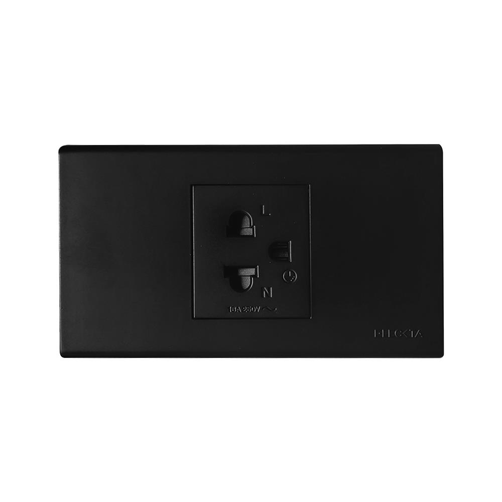 ชุดเต้ารับเดี่ยว 3 ขากลม ELECKTA N BASIC สีดำ