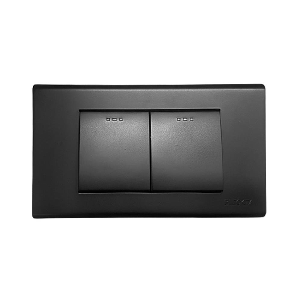 ชุดสวิตช์ 1 ทาง 1.5x2 ช่อง ELECKTA N BASIC สีดำ
