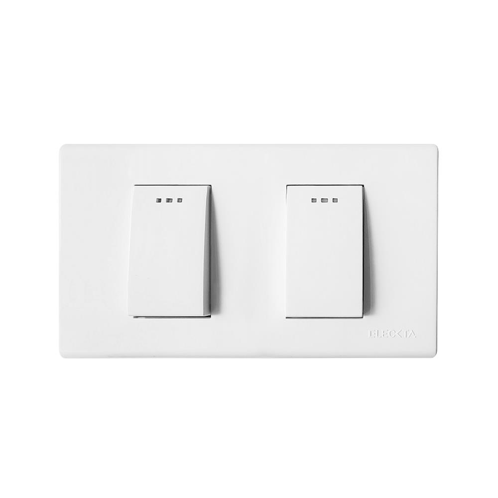 ชุดสวิตช์ 1 ทาง 2 ช่อง ELECKTA N BASIC สีขาว